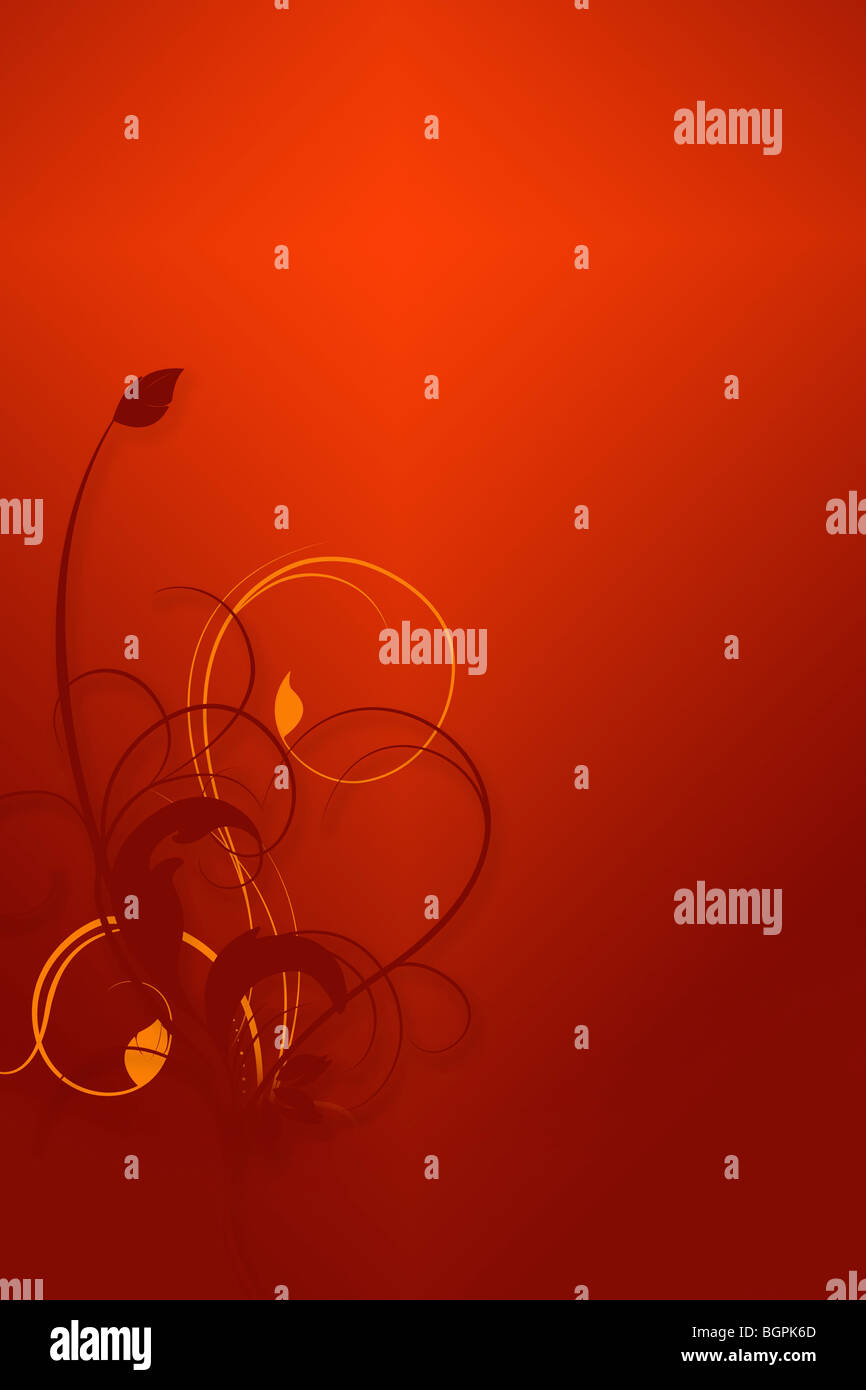 Floral design on red background Stock Photo - Alamy