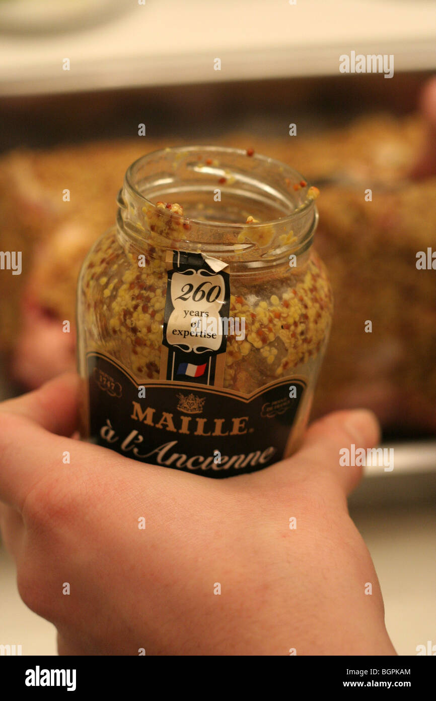 Maille mustard bottle. French well known product Stock Photo - Alamy