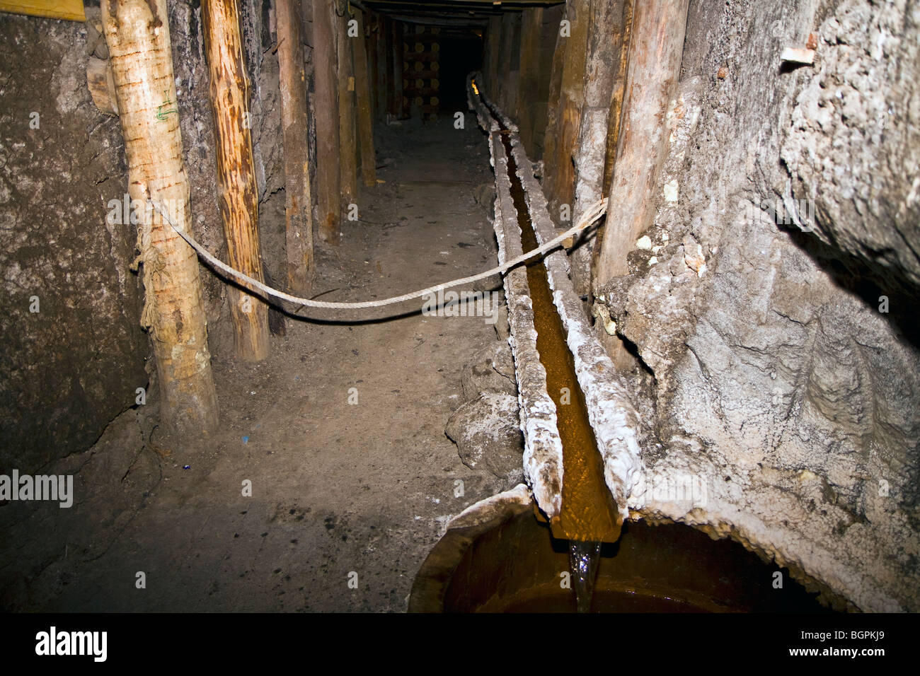 Collecting Water deep underground in the Wieliczka Salt Mine Stock ...