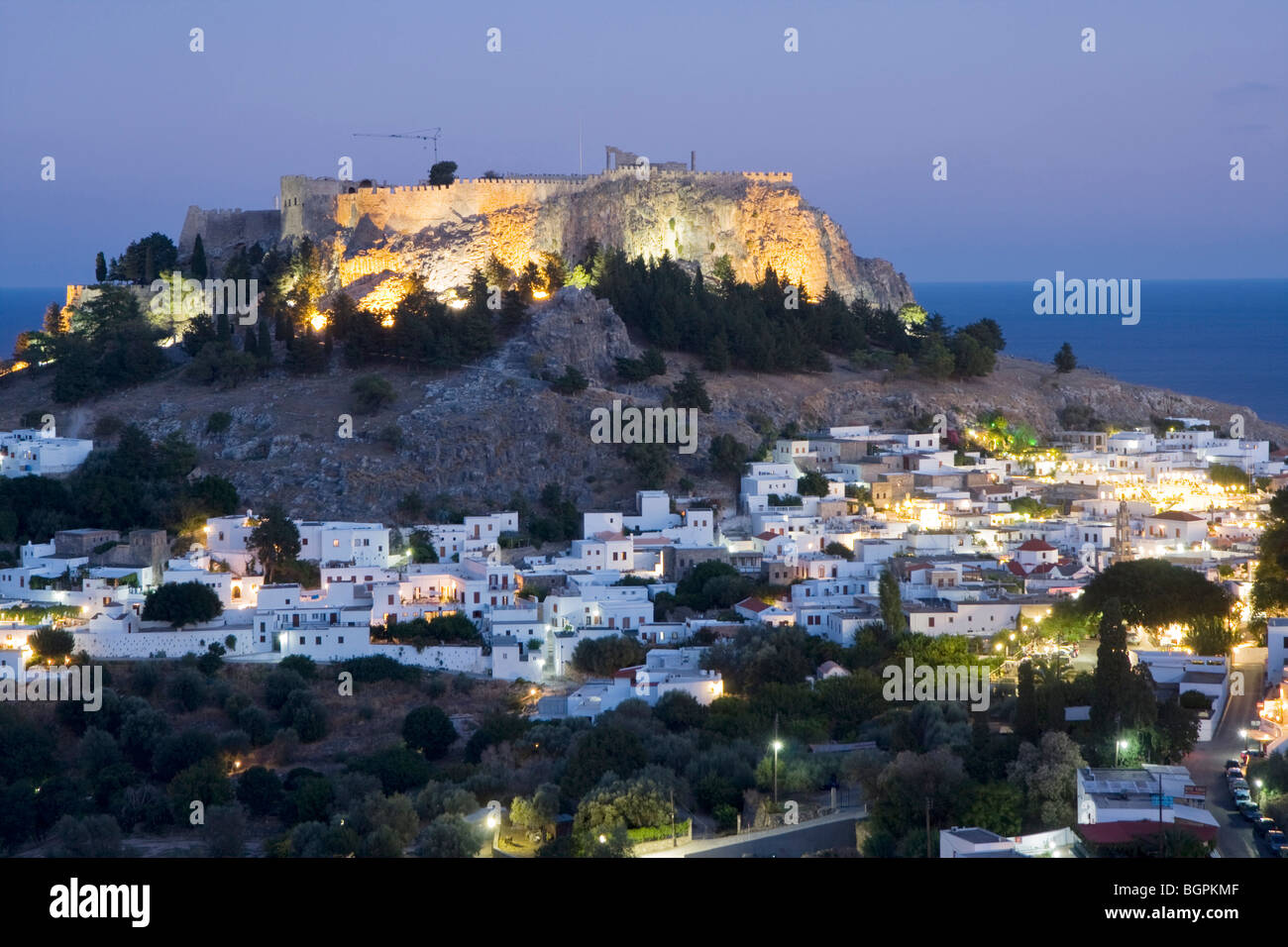 Overview Lindos Village, Rhodes, Greece Europe EU Stock Photo - Alamy