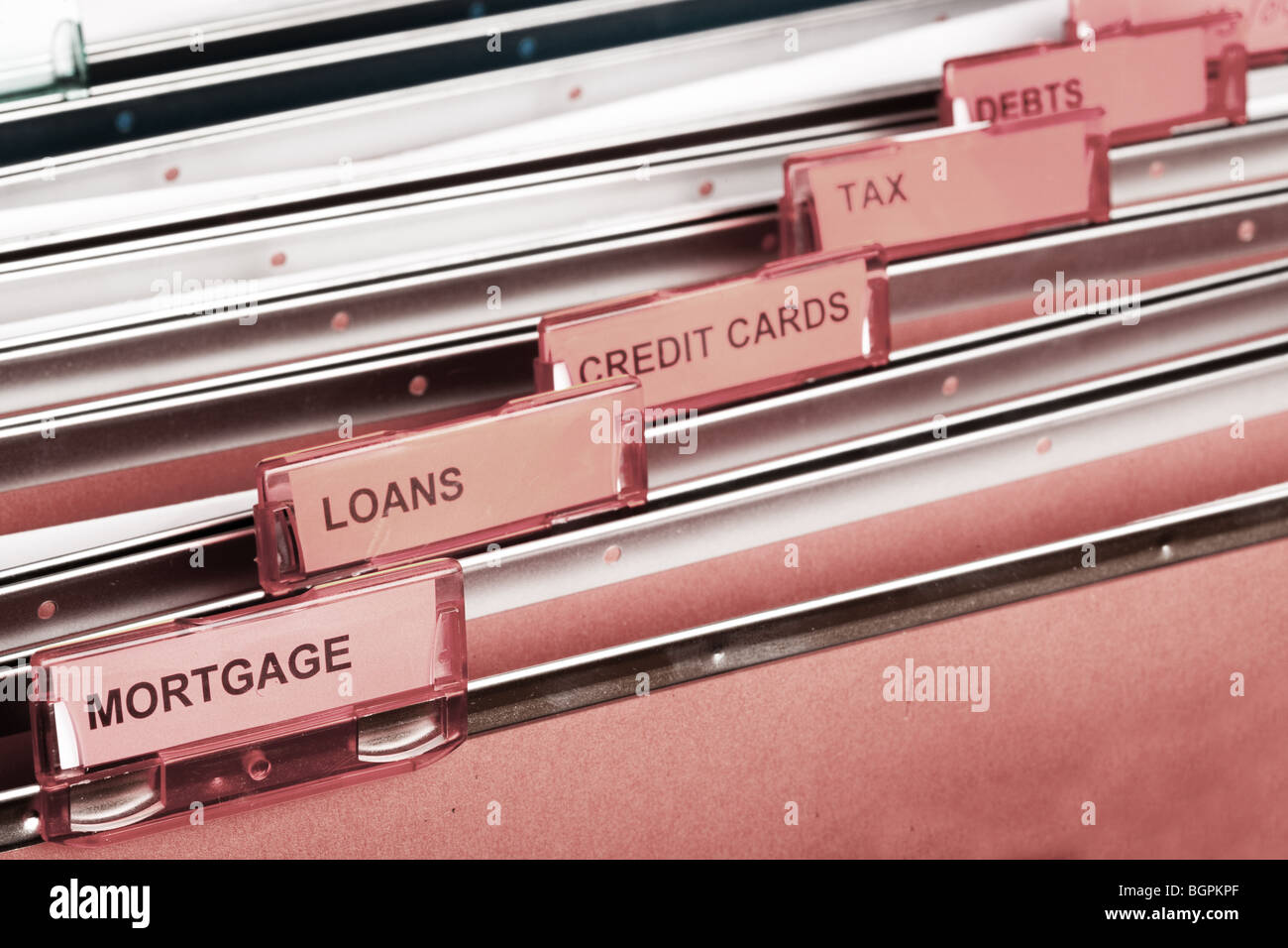 A filing cabinet showing finance related files Stock Photo - Alamy
