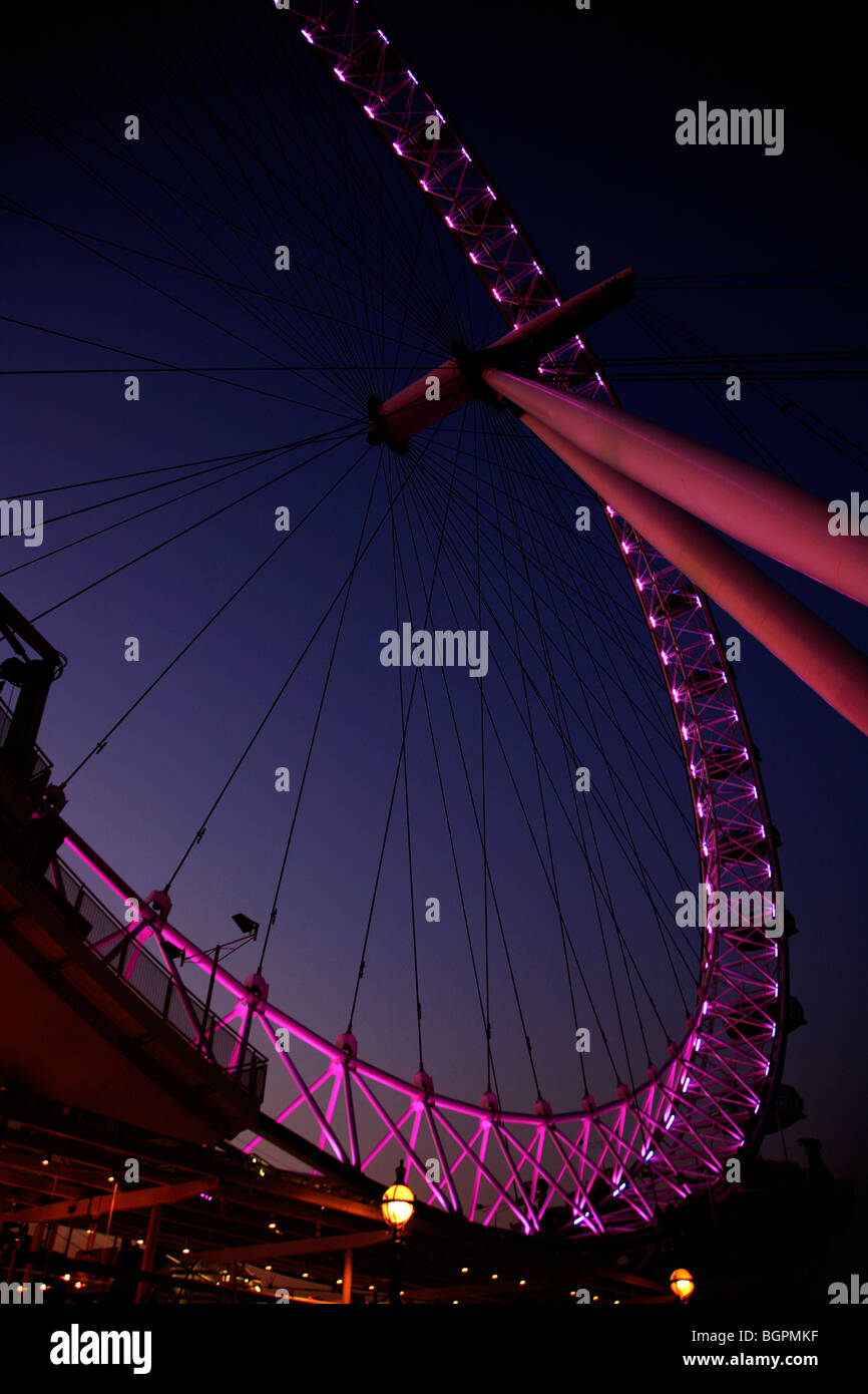 London Eye Millennium Wheel at night South Bank River Thames ...