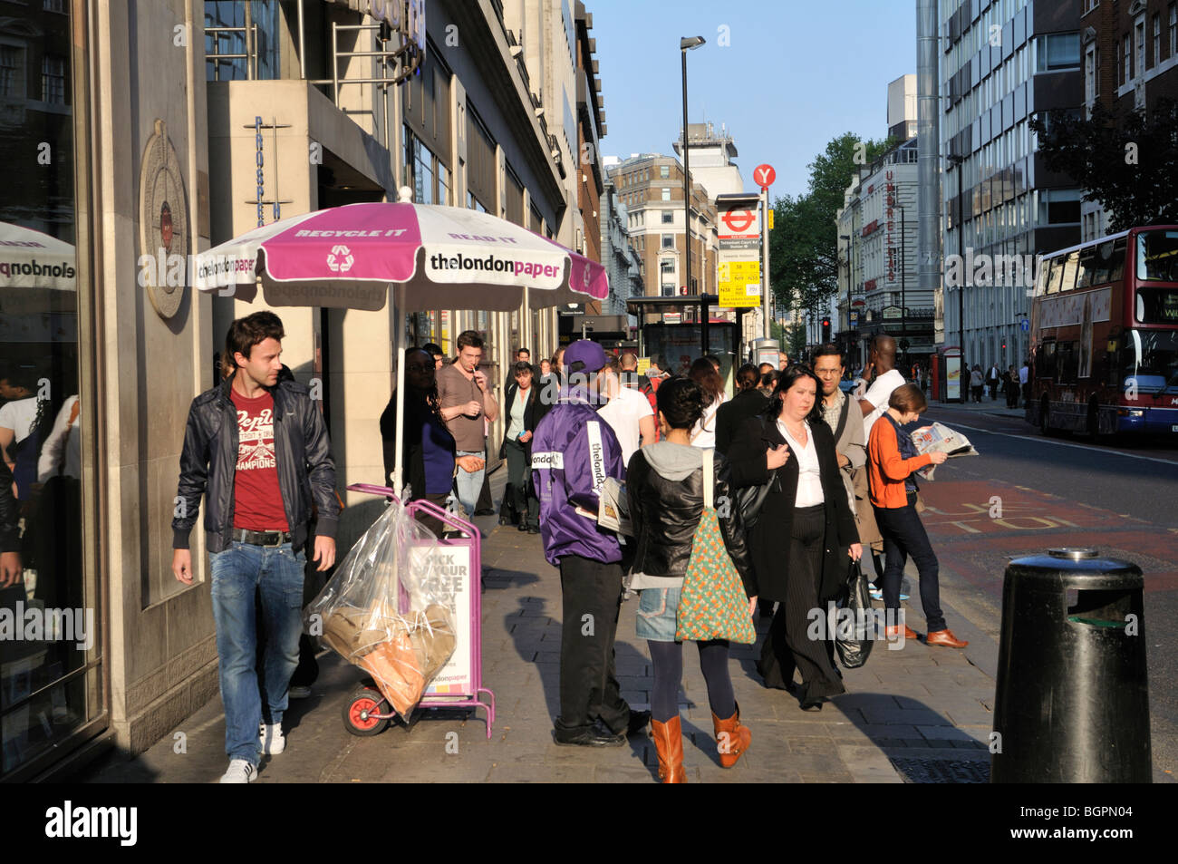 Bus stop at New Oxford Street, West End, London, UK Stock Photo - Alamy