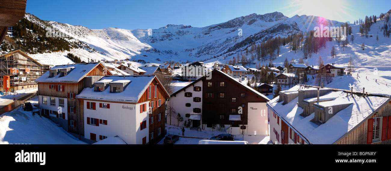 Winter panorama of the alpine village Malbun, Liechtenstein FL Stock ...