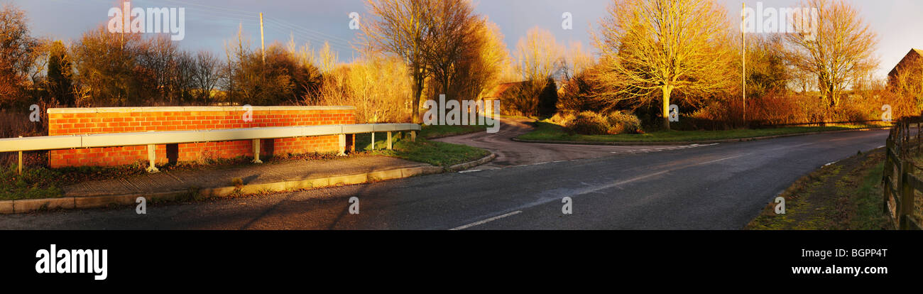 country lane with a road junction bedfordshire midlands england uk ...
