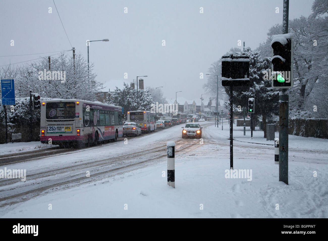 Extreme winter weather,Ecclesall Road, Sheffield in January 2010 Stock ...