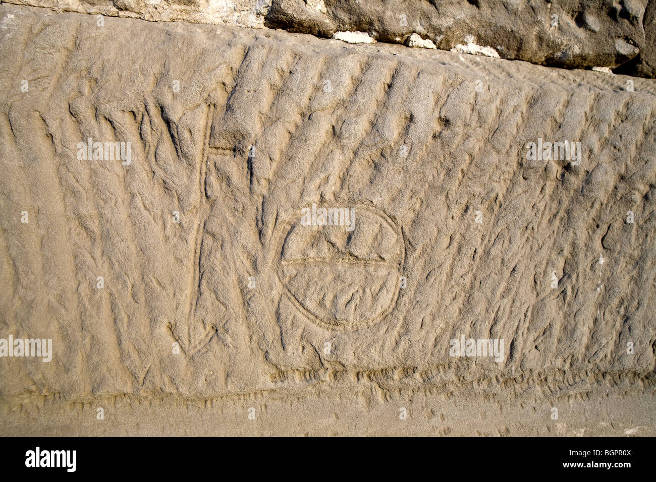 Stonemasons quarry mark on unfinished block at the Ptolemaic Temple of ...