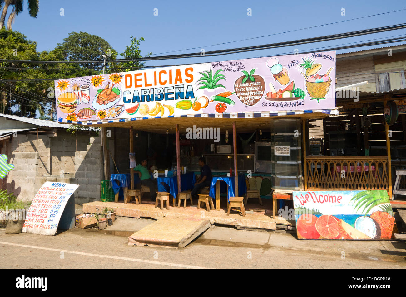 Restaurant in popular Bocas del Toro, Panama Stock Photo - Alamy