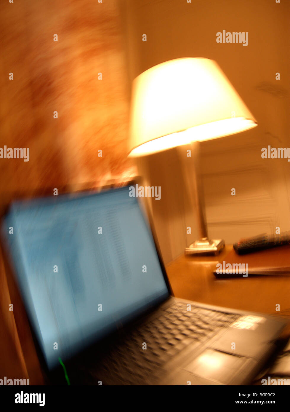 Computer and table lamp Stock Photo - Alamy