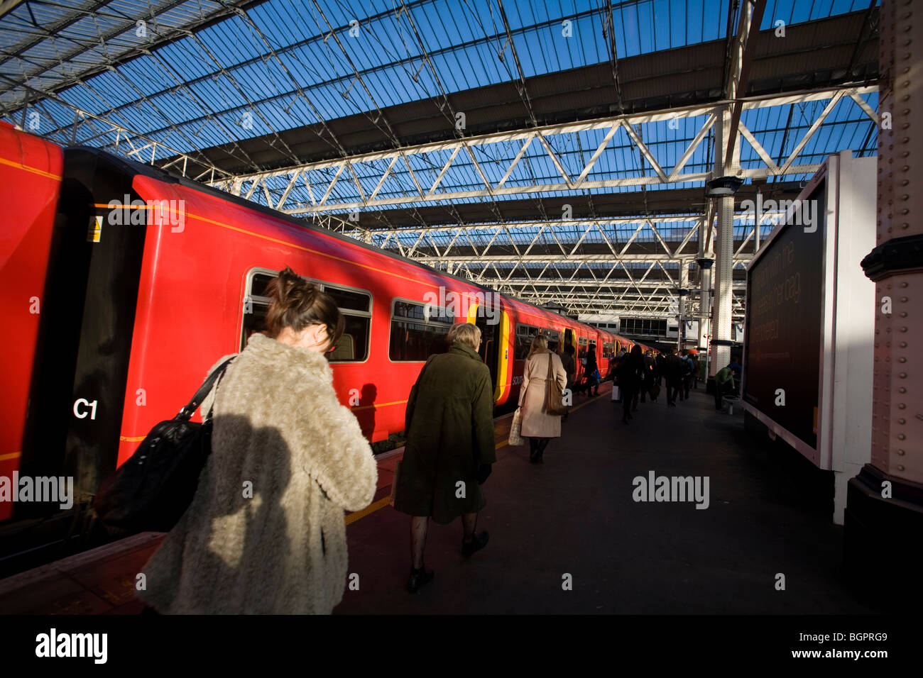 Passengers disembarking train hi-res stock photography and images - Alamy