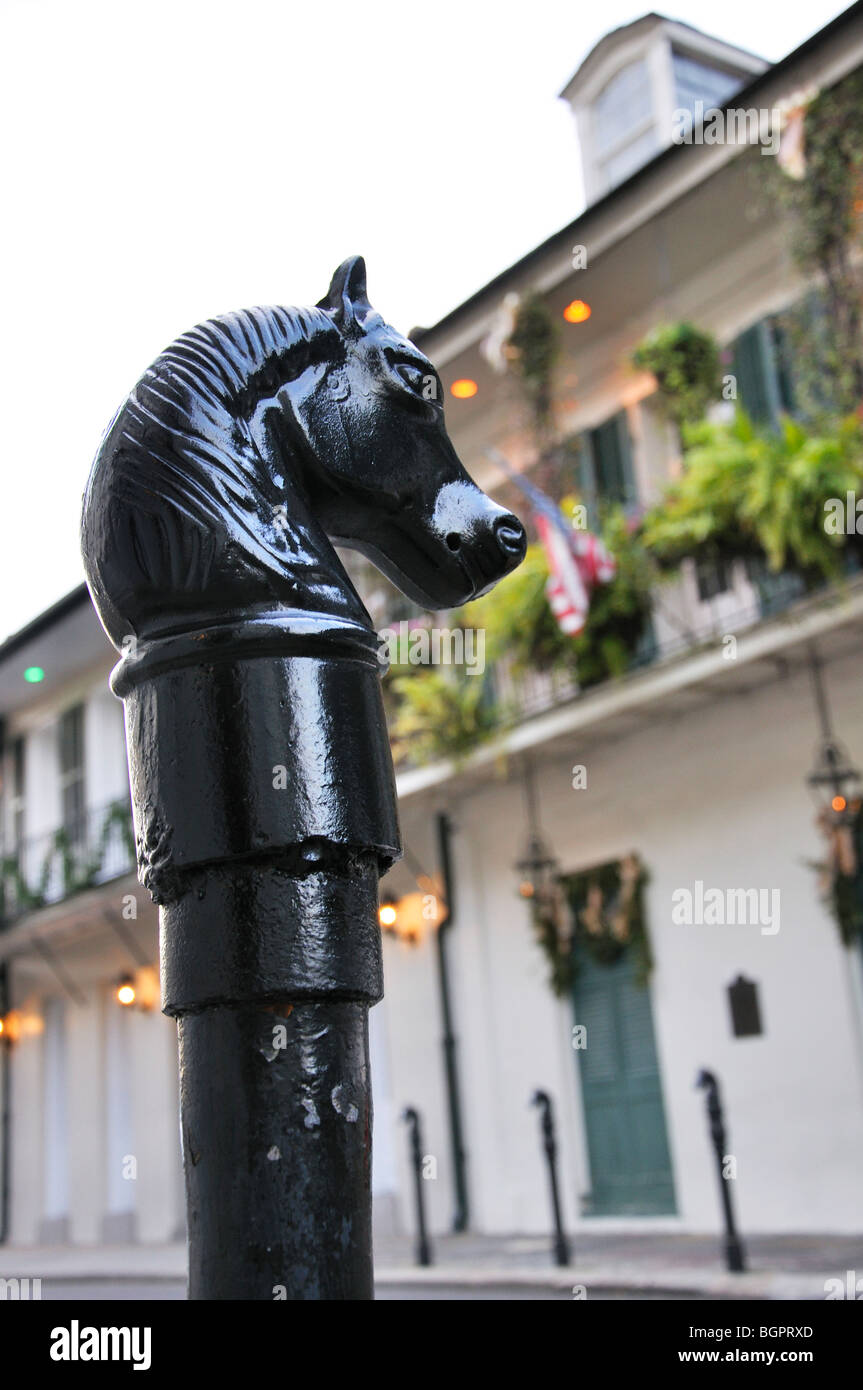 Hitching post with horse head. New Orleans, USA Stock Photo - Alamy