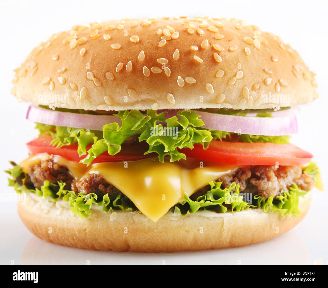 Cheeseburger on a white background Stock Photo - Alamy