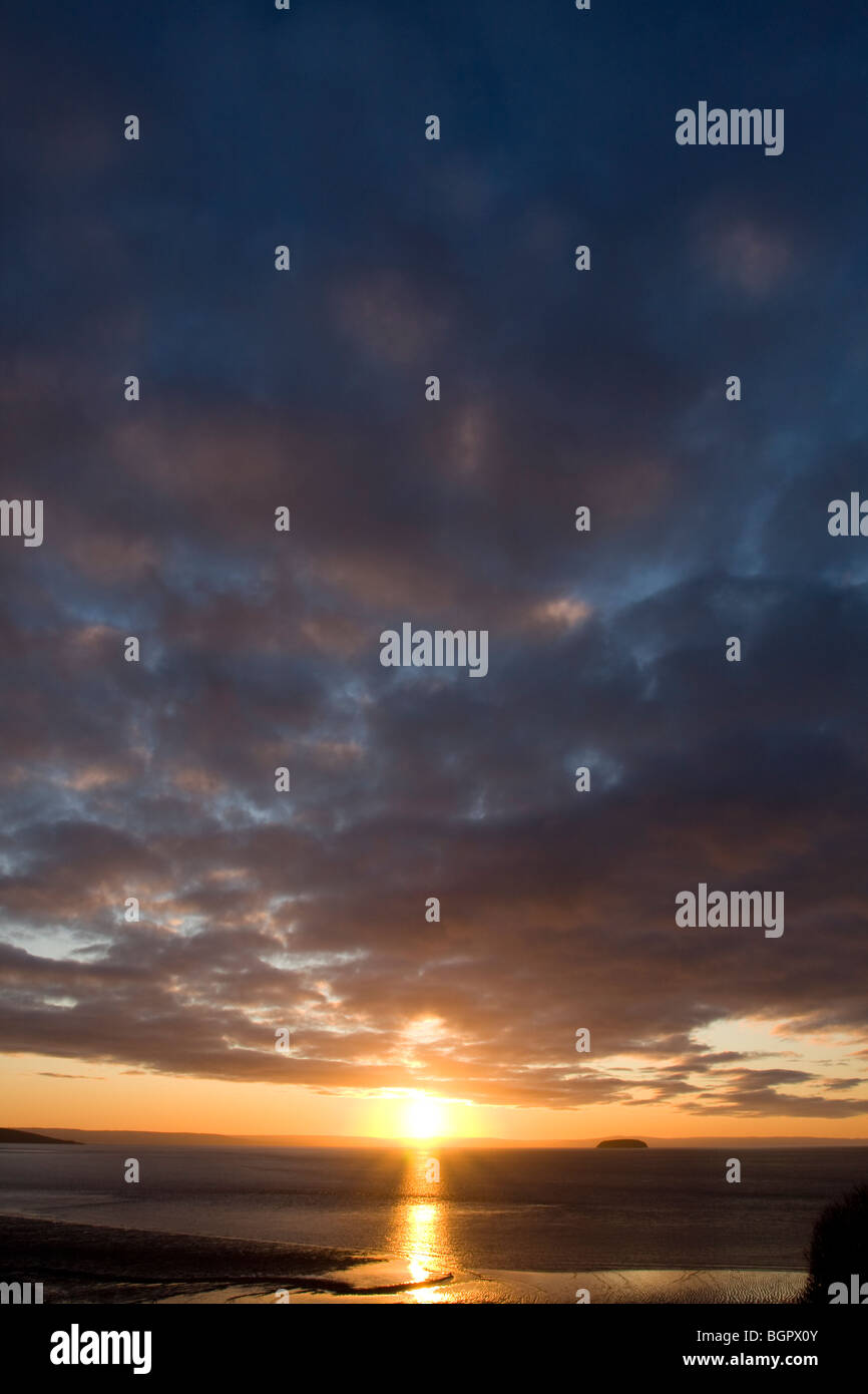 Colourful sunset taken from Sand Point overlooking Severn Estuary with ...