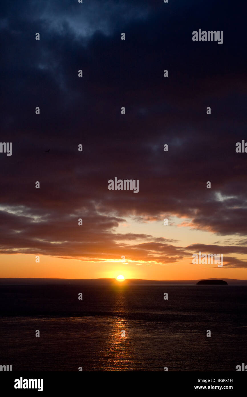 Colourful sunset taken from Sand Point overlooking Severn Estuary with ...