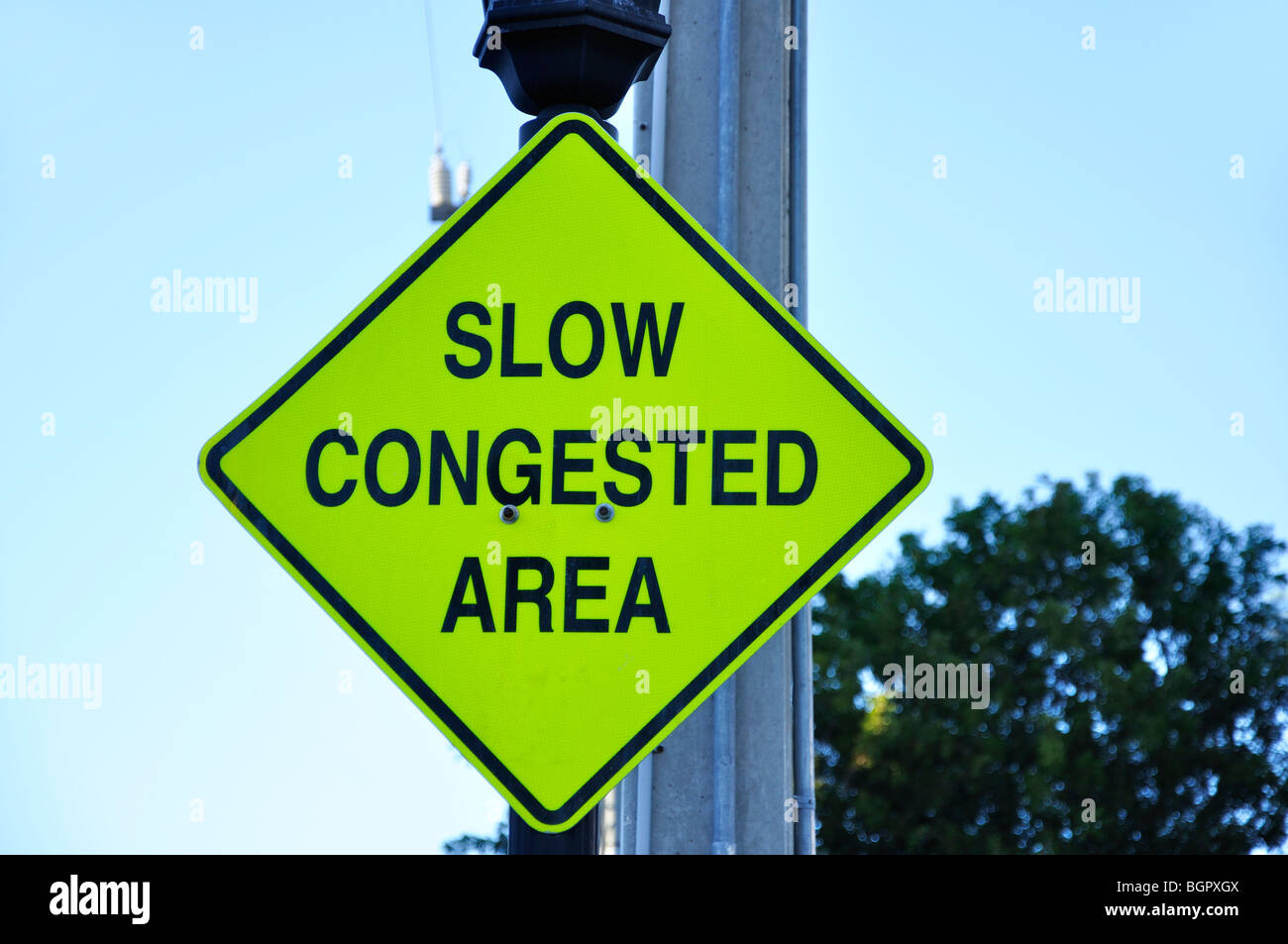 Congested area sign traffic green warning caution hi-res stock ...