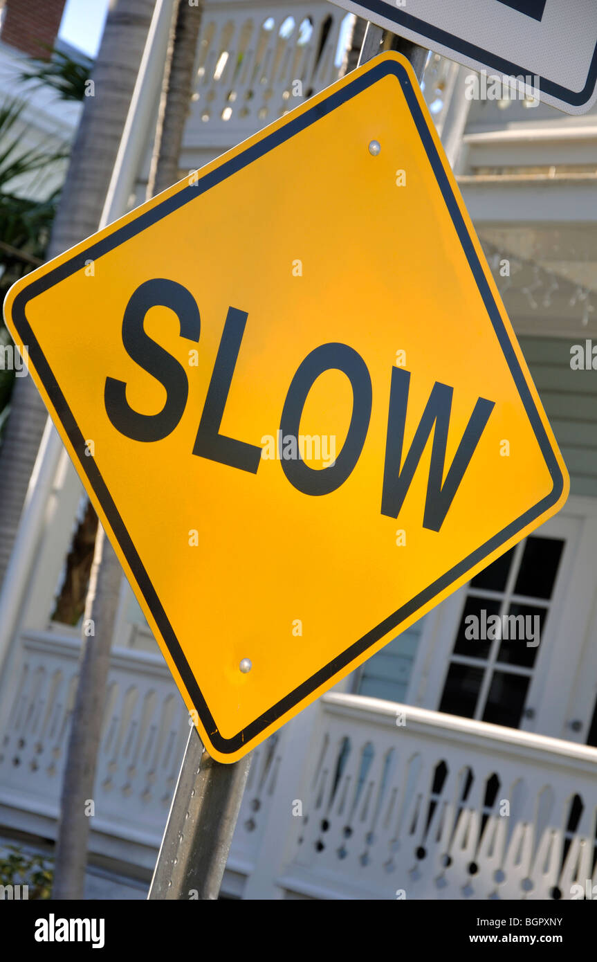 Slow traffic sign hi-res stock photography and images - Alamy