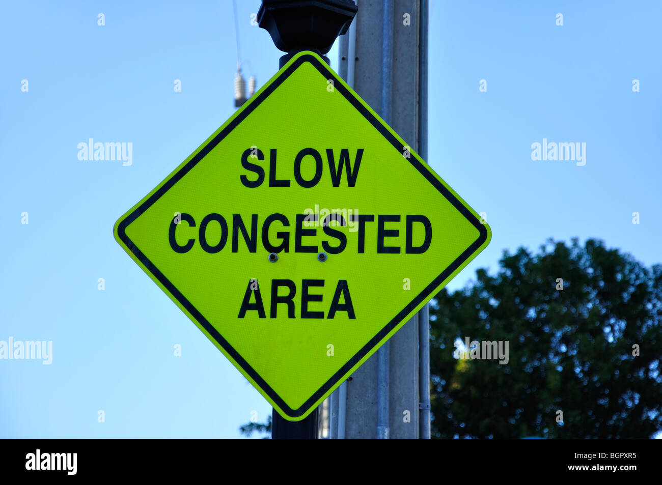 Congested area sign traffic green warning caution hi-res stock ...
