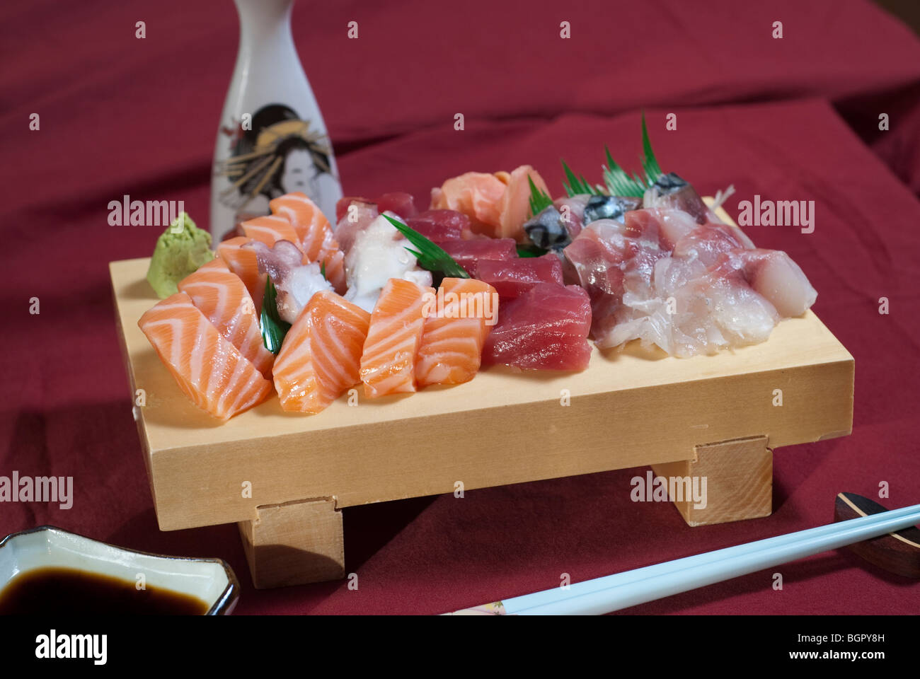 Japanese Food, Tuna, Salmon Sashimi, Sushi on a Platter Stock Photo - Alamy