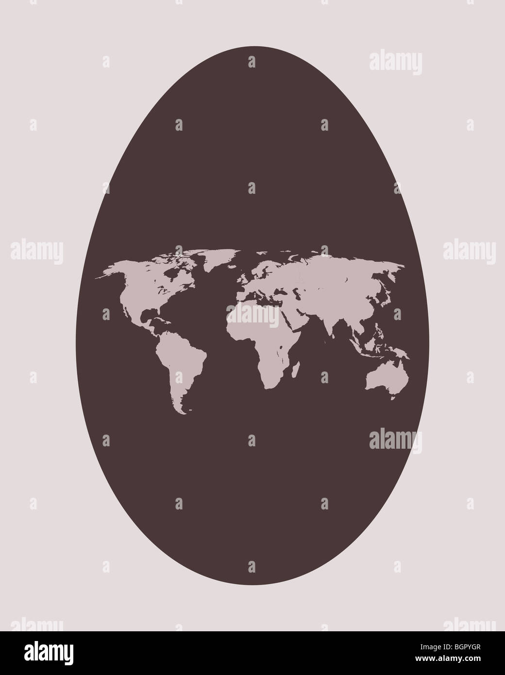 Symbolic illustration of all continents in an egg during eastern Stock ...