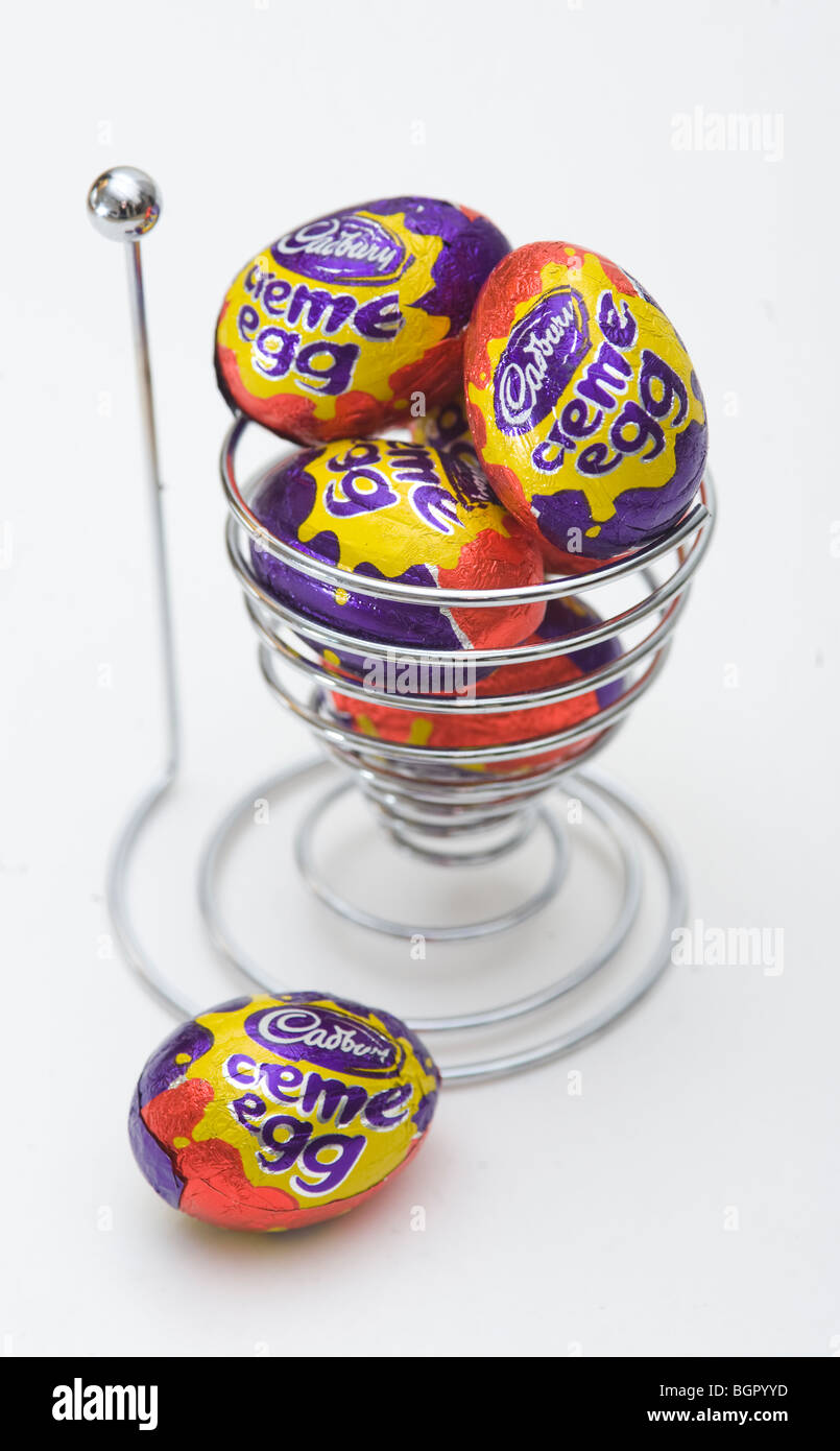 Cadbury Mini Cream Eggs in a Egg Cup. Picture by James Boardman Stock ...