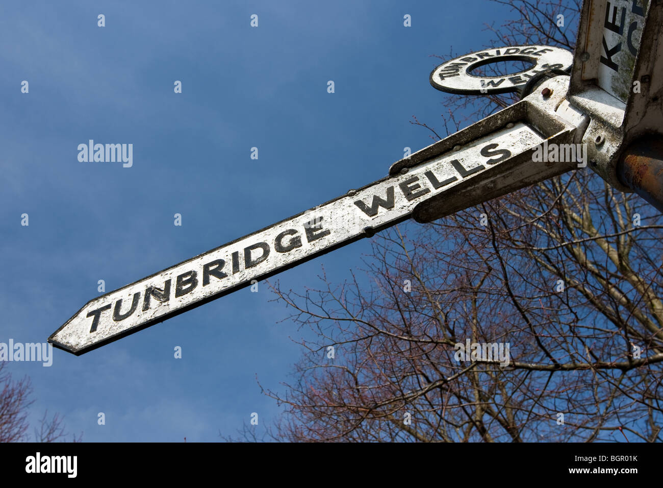 Old fashioned signs pointing to Tunbridge Wells Stock Photo - Alamy