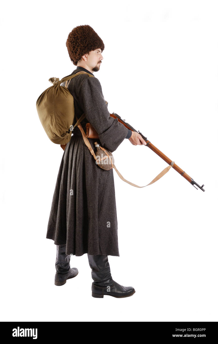 Side view of Russian Cossack with a gun Stock Photo - Alamy