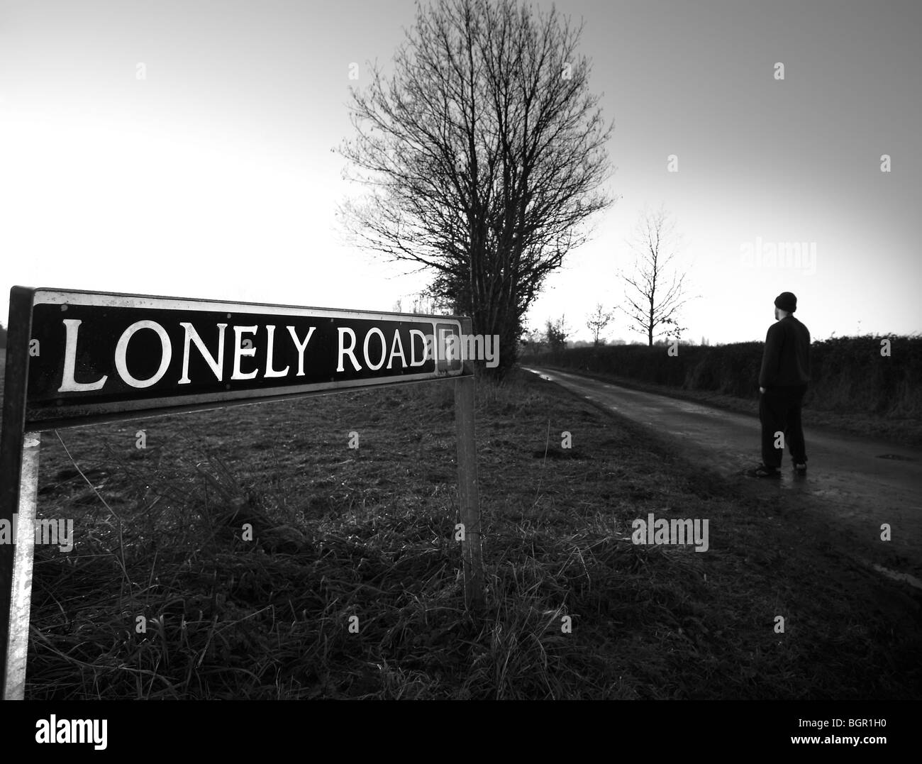 Depressed road Black and White Stock Photos & Images - Alamy