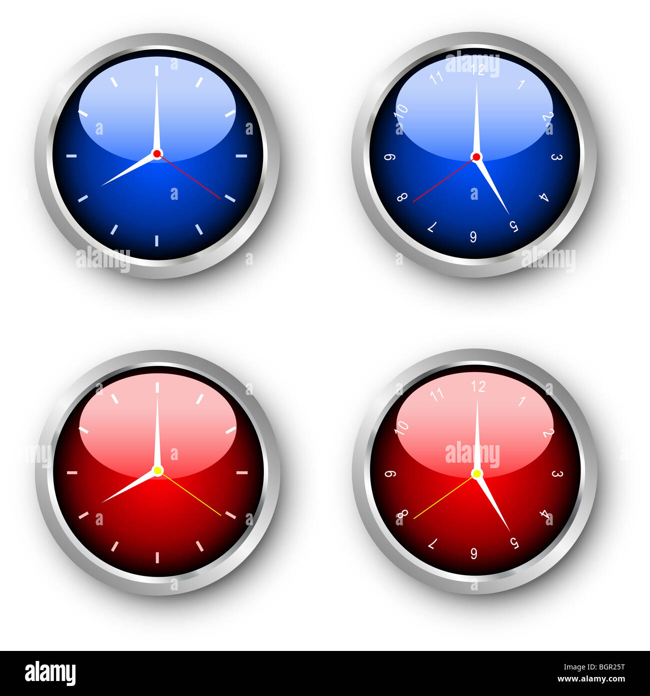 Various glossy style clocks Stock Photo - Alamy