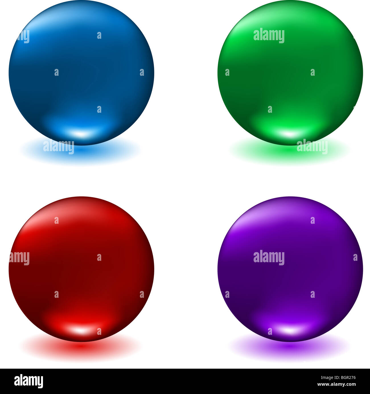Glossy spheres in four different colours Stock Photo - Alamy