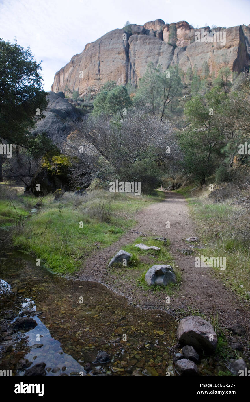 Stream crosses the Old Pinnacles Trail leading up to the Balconies ...