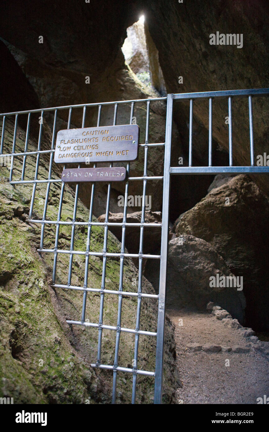 Gated entrance to Balconies Cave, Pinnacles National Monument ...