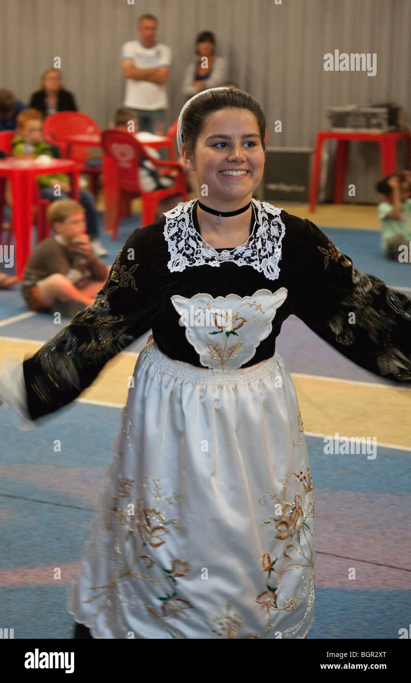 Traditional Breton dancer at Arzano in Finistère Stock Photo - Alamy