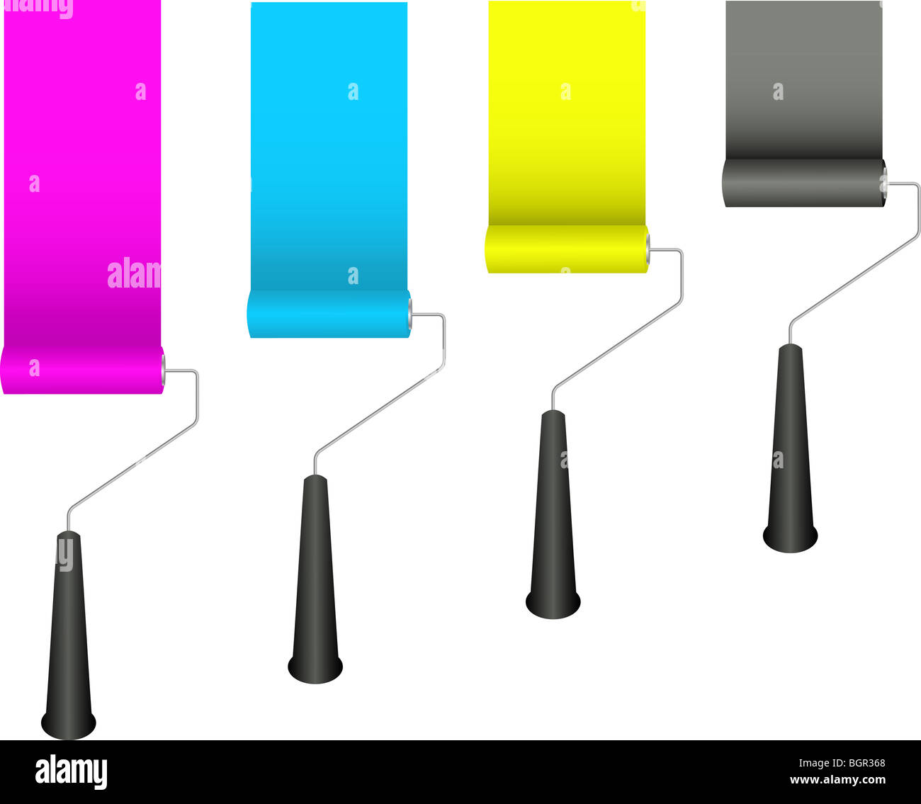 Paint rollers with CMYK colours Stock Photo - Alamy