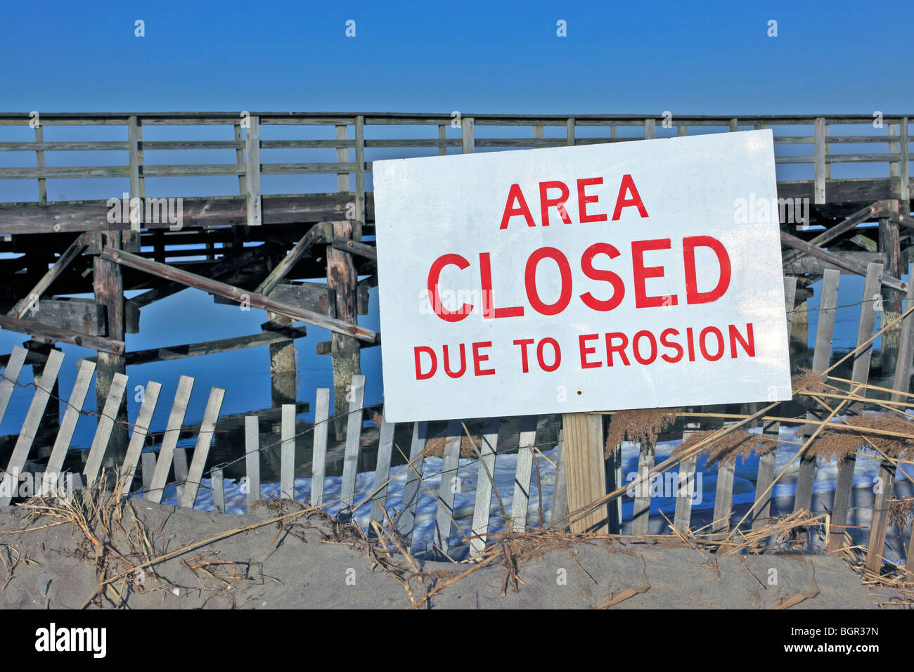 Beach erosion warning sign restricted hi-res stock photography and ...