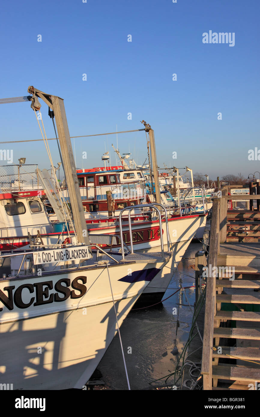 Charter fishing boat fleet, Captree State Park, Long Island, NY Stock ...
