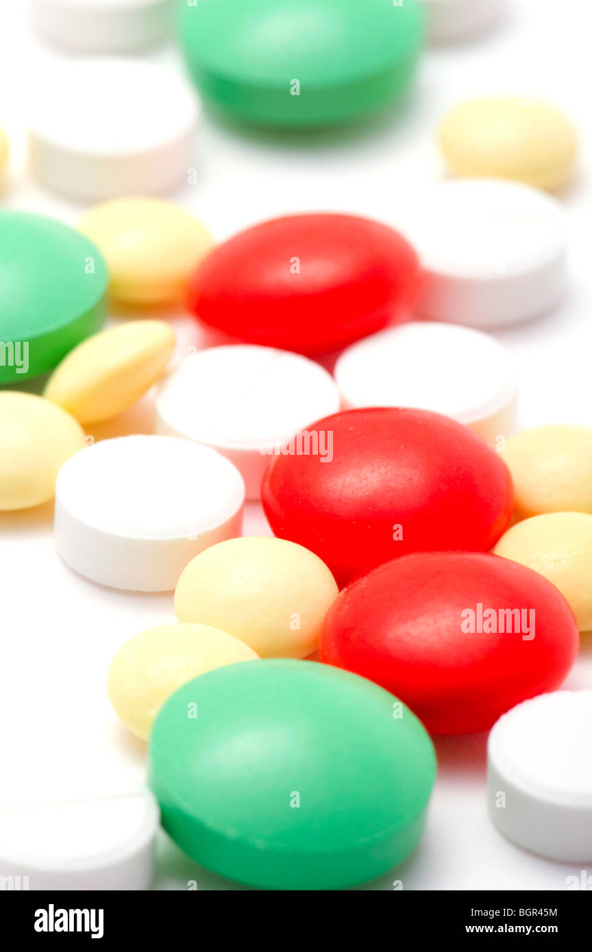 object on white - Medical Tablets close up Stock Photo - Alamy