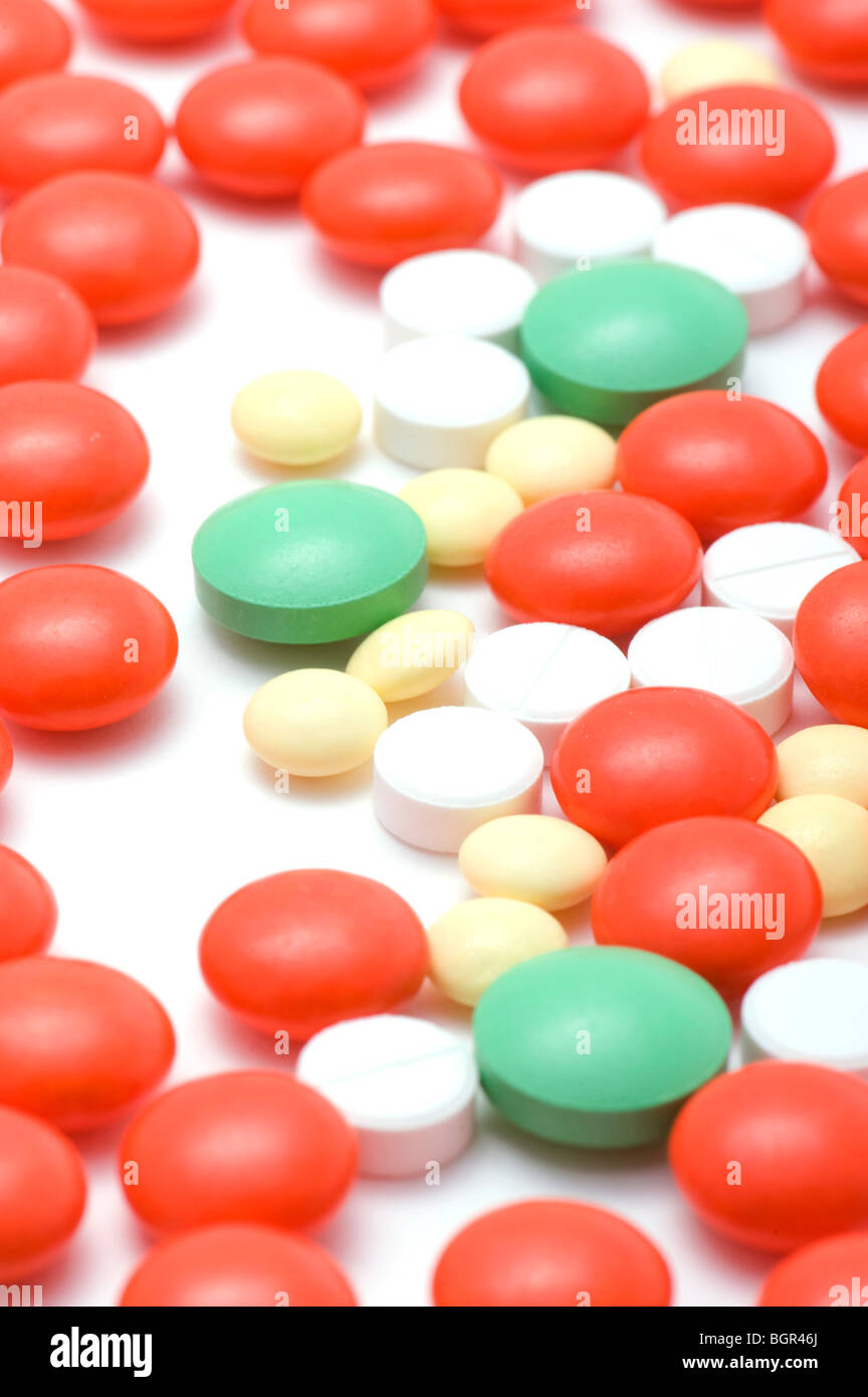 object on white - Medical Tablets close up Stock Photo - Alamy