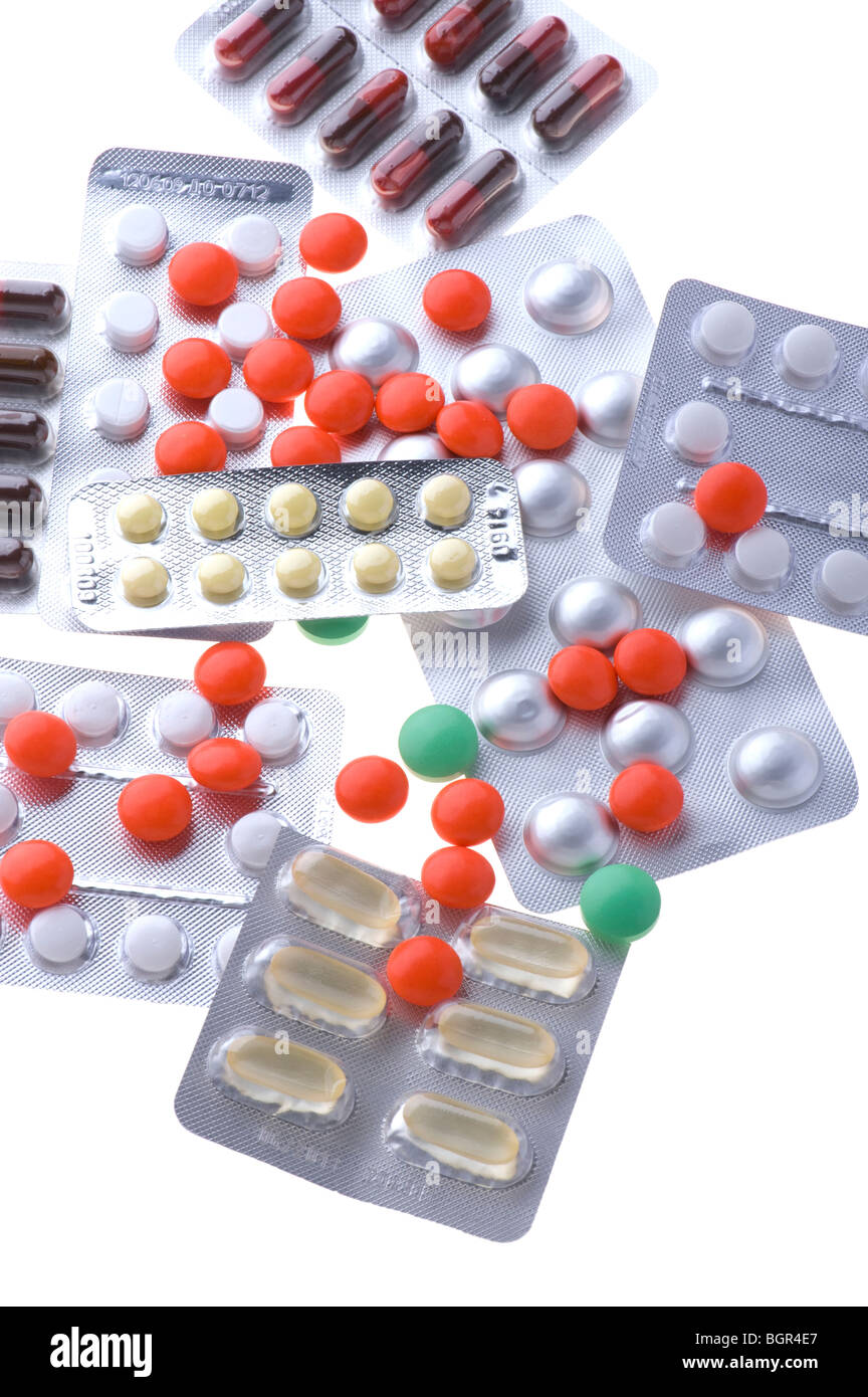 object on white - Medical Tablets close up Stock Photo - Alamy