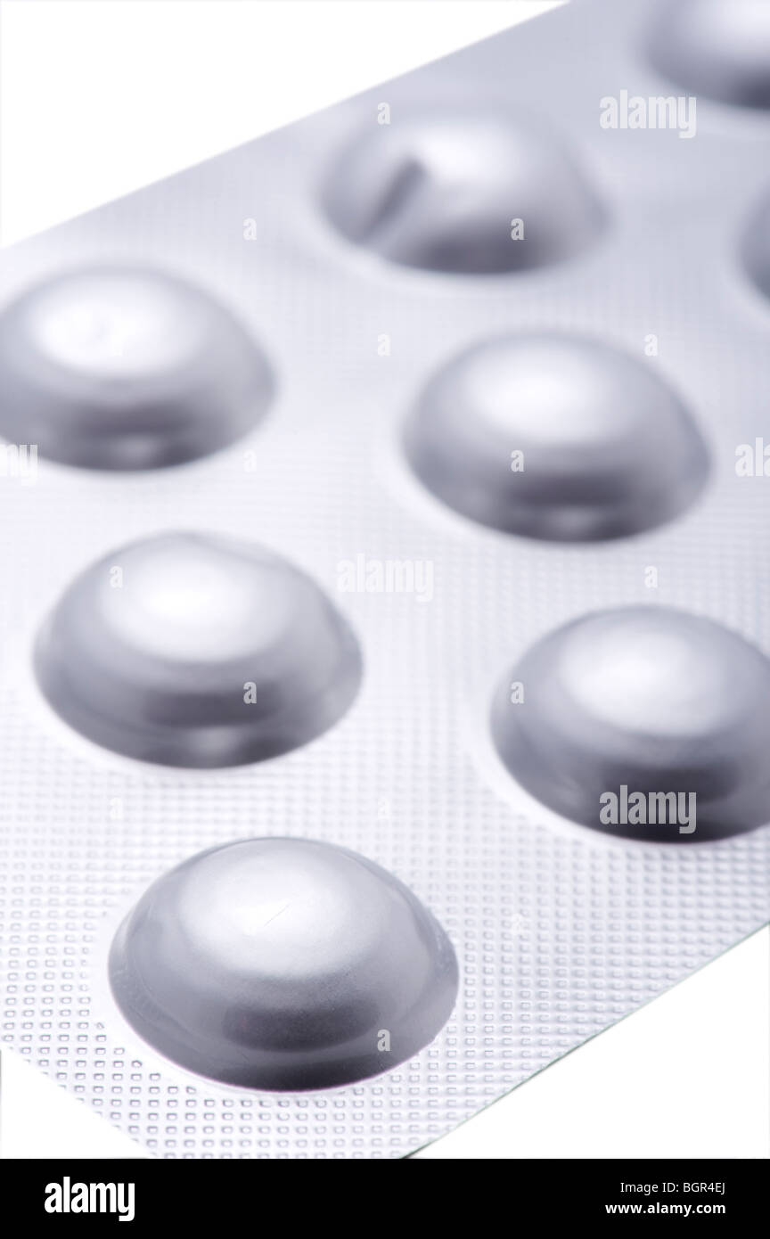 object on white - Medical Tablets close up Stock Photo - Alamy