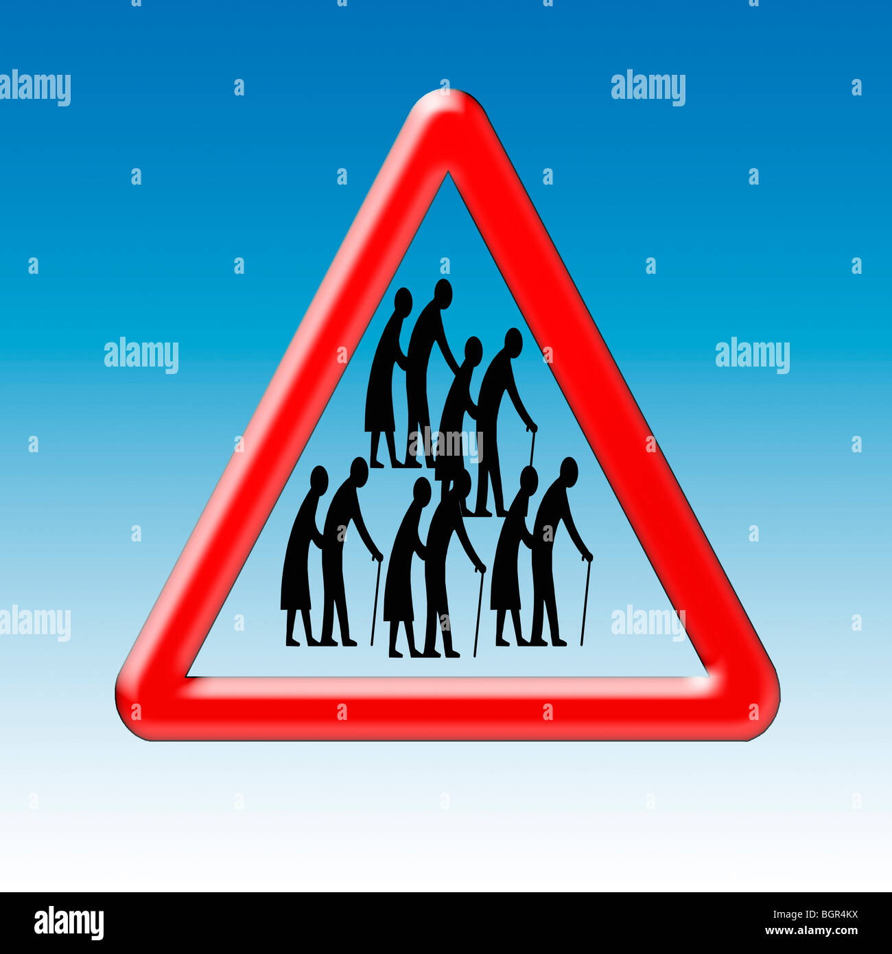 Warning Road Sign with Silhouettes of Old People. Conceptual Image of ...