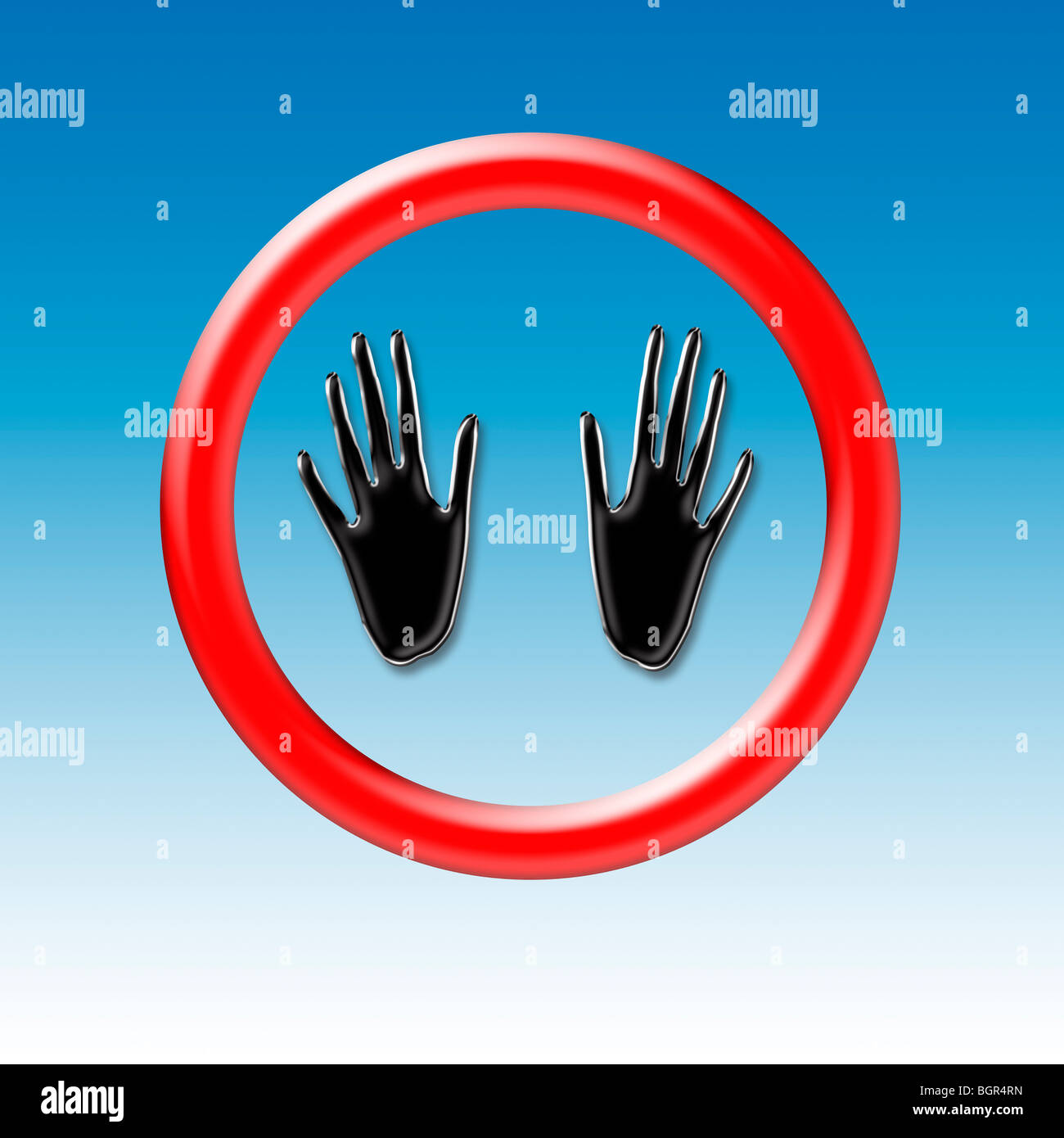 Two Palms of Hands illustrating Stop represented on a Road Sign Stock ...