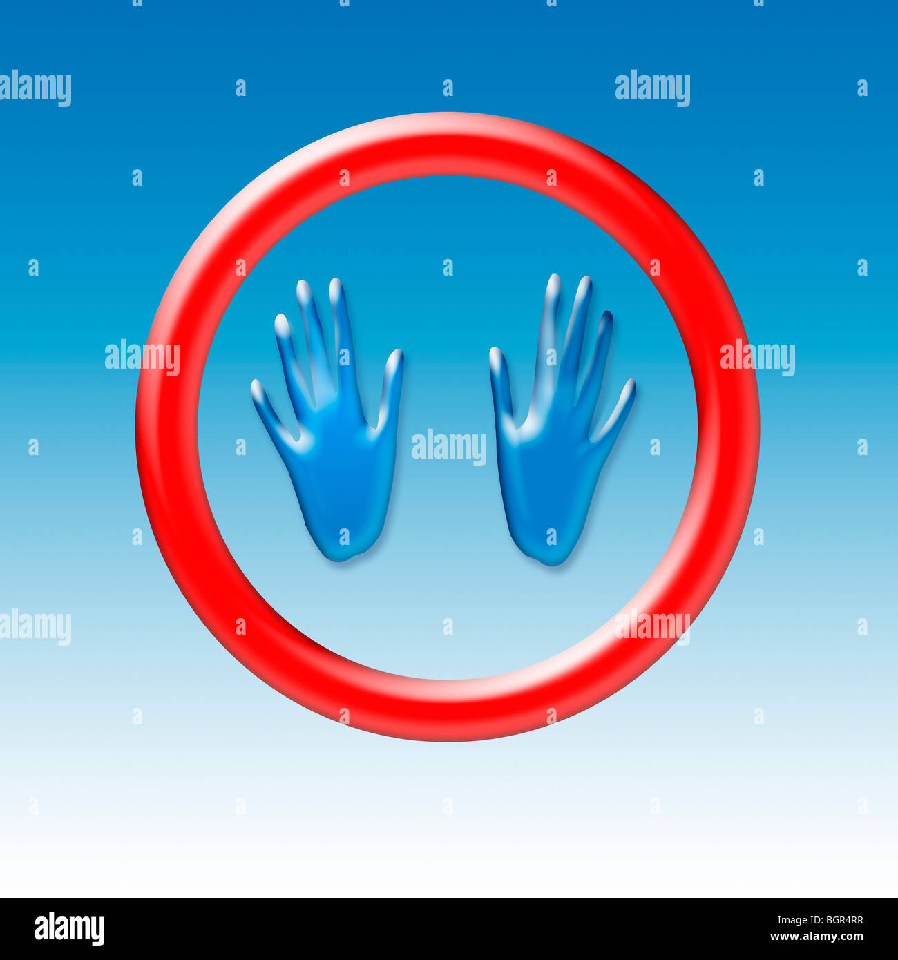 Two Palms of Hands illustrating Stop represented on a Road Sign Stock ...
