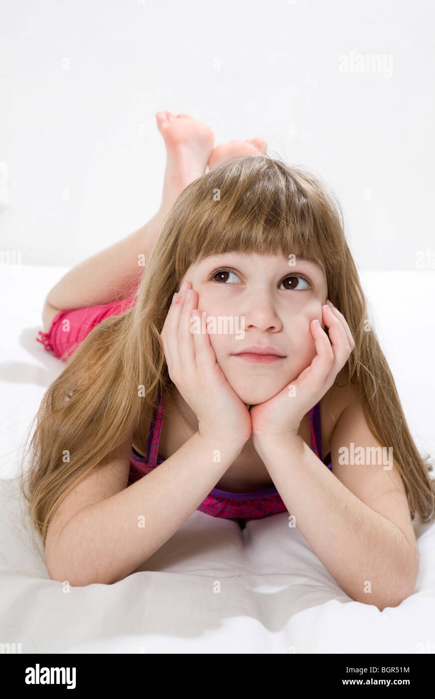 Little Cute Girl Doing Yoga Stock Photo Alamy