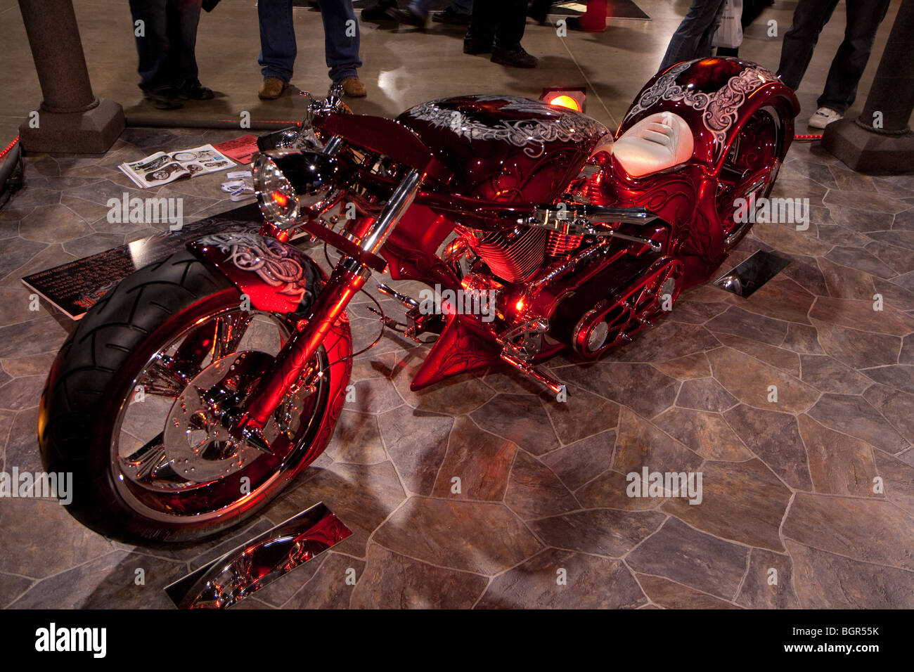 A high level view of a red custom bike Stock Photo - Alamy