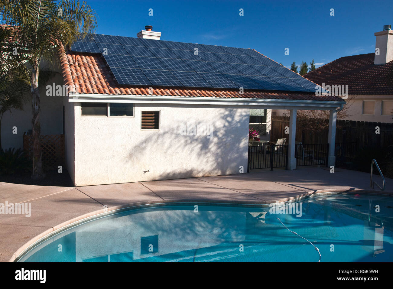 Solar electric panels, residence roof Stock Photo - Alamy