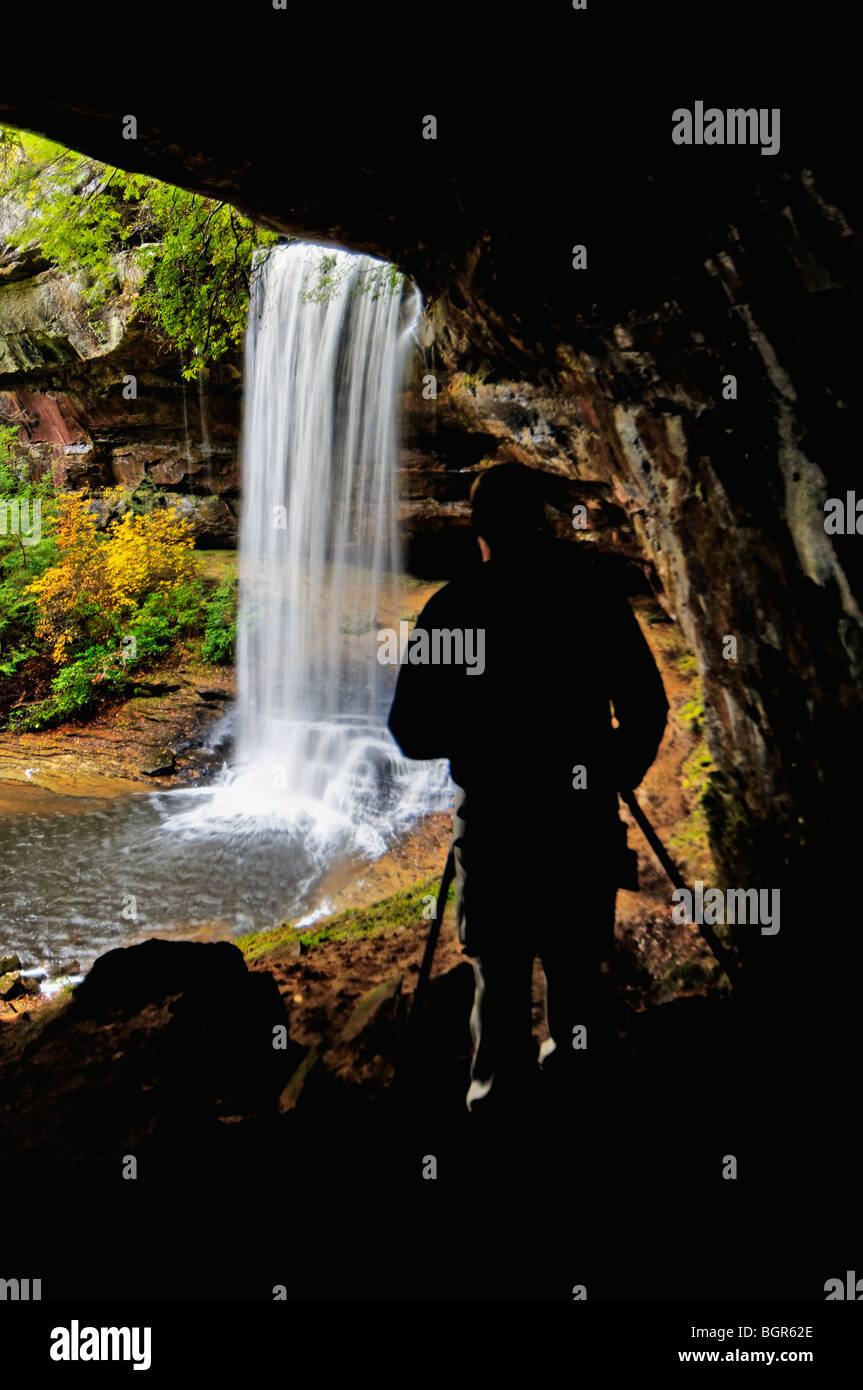 Silhouette of Photographer at Northrup Falls in Colditz Cove State ...