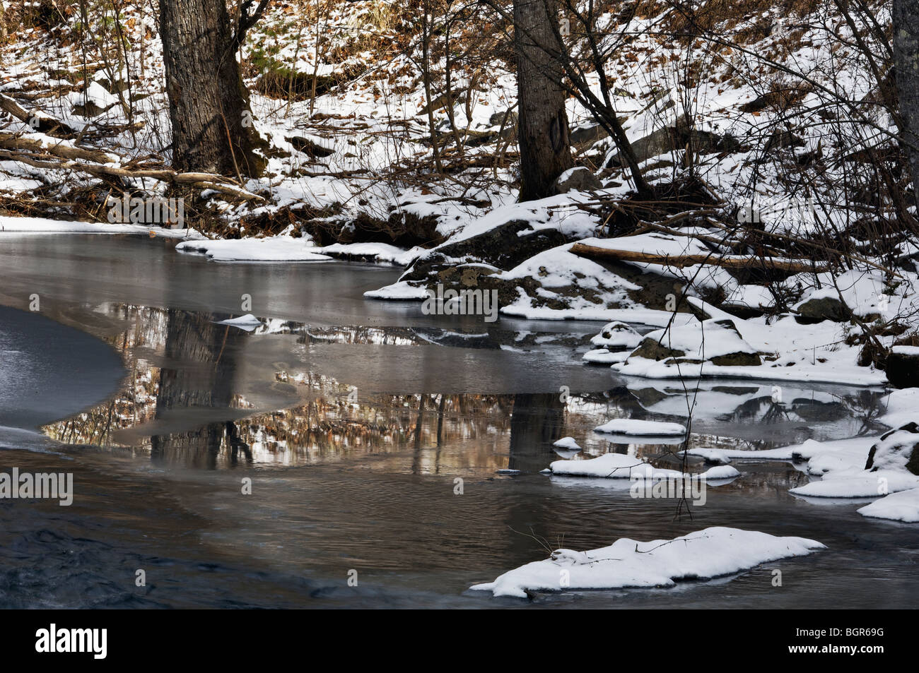 Snow, Ice and Reflections on the Tellico River in the Cherokee National ...