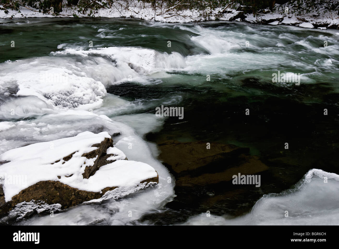 Snow and Ice on the Tellico River in the Cherokee National Forest in ...