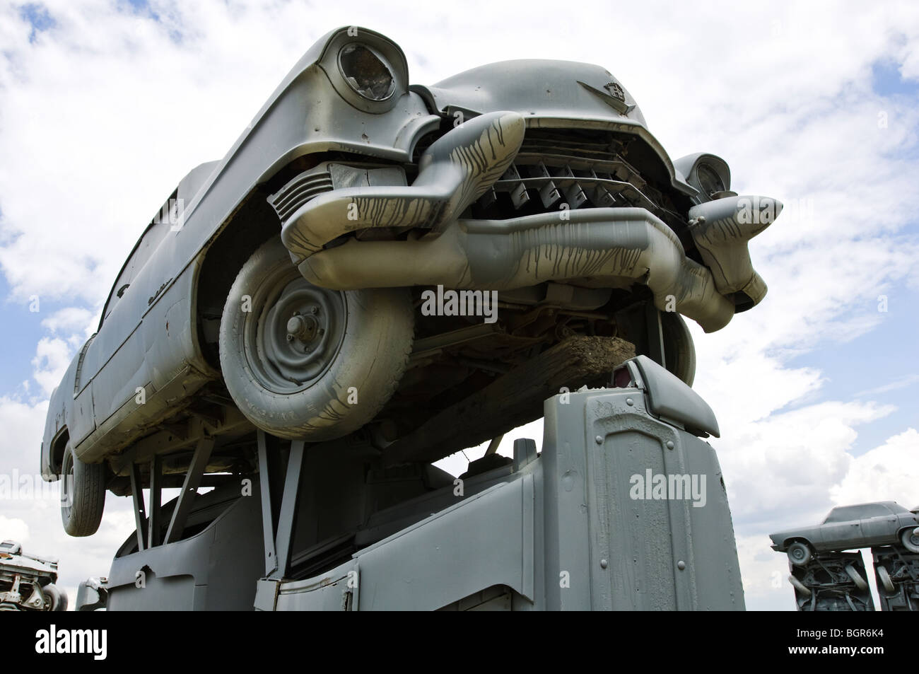 Old car sculpture at Carhenge, in Alliance, Nebraska Stock Photo - Alamy
