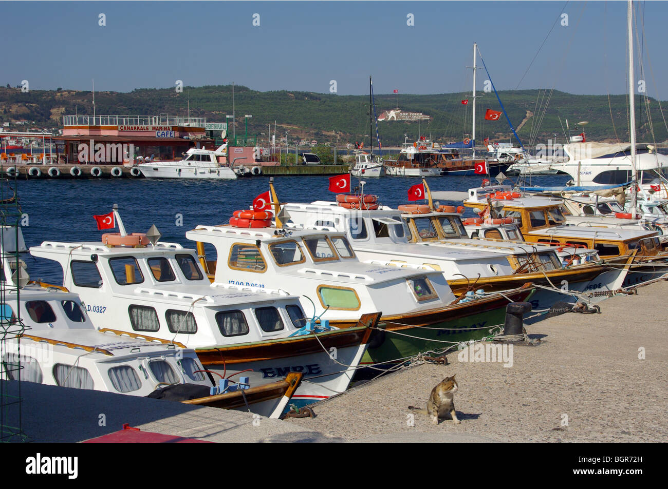 Canakkale town in Turkey seaport marina with Gallipoli European Turkish ...